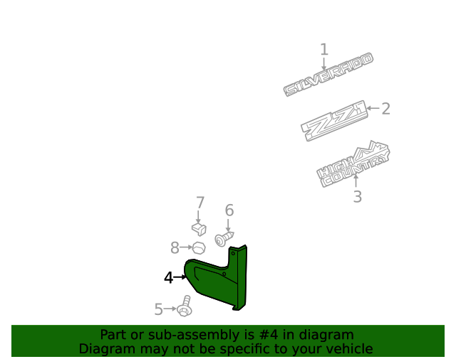 84621824 - Black Front Passenger Side Fender Paint Protector 2019-2021 ...