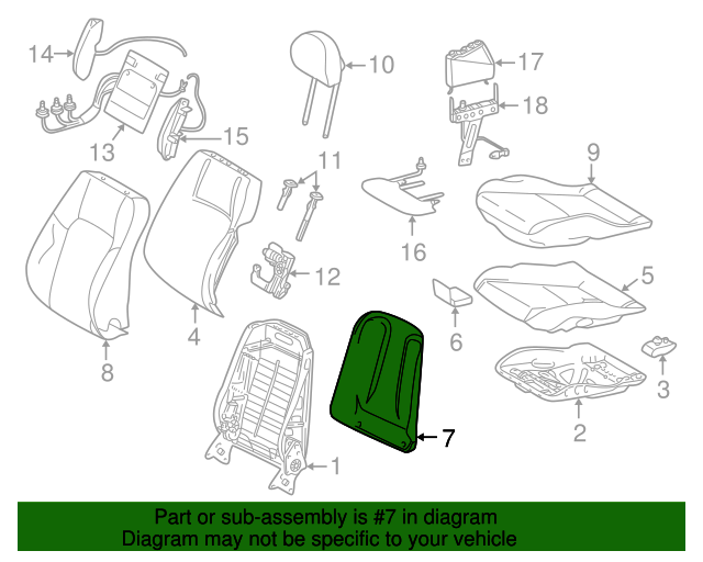 203-910-20-39-9E26 - Seat Back Panel 2001-2007 Mercedes-Benz | Mercedes ...