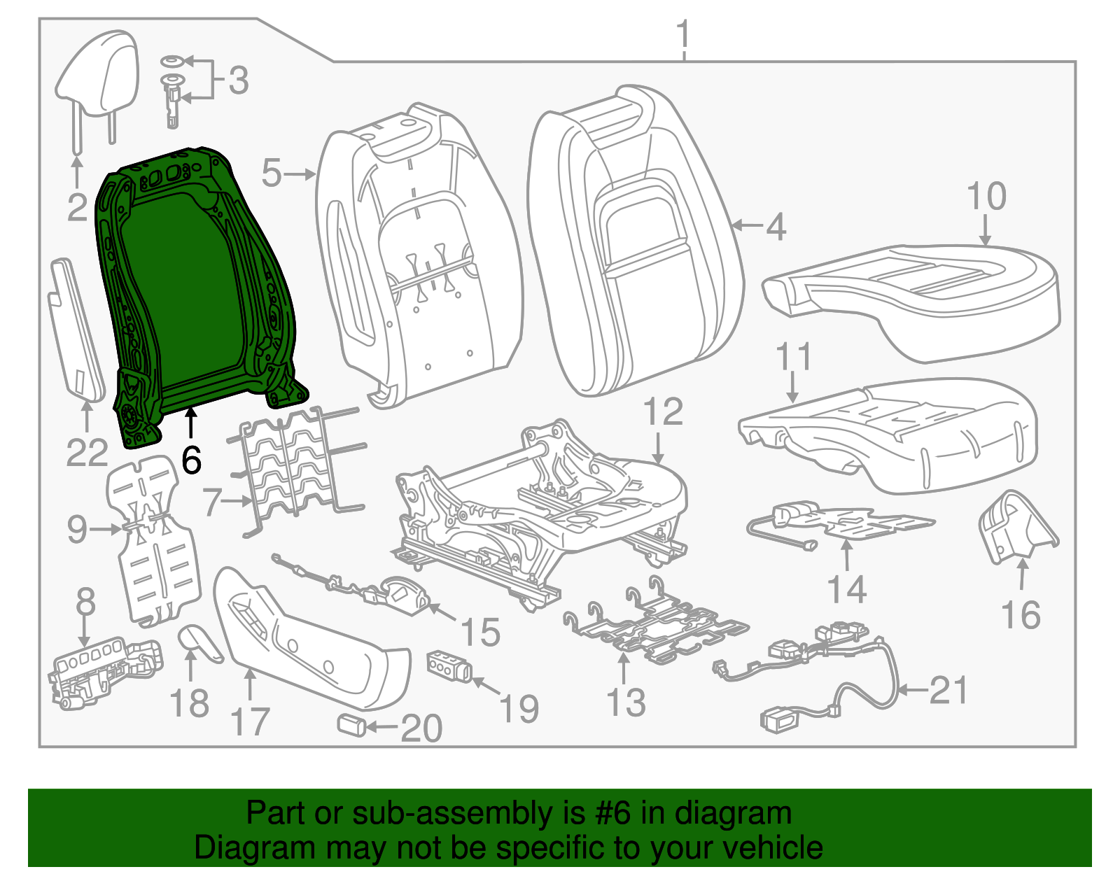 2015-2022 GM Front Driver Side Seat Back Frame 13511672 GM ...
