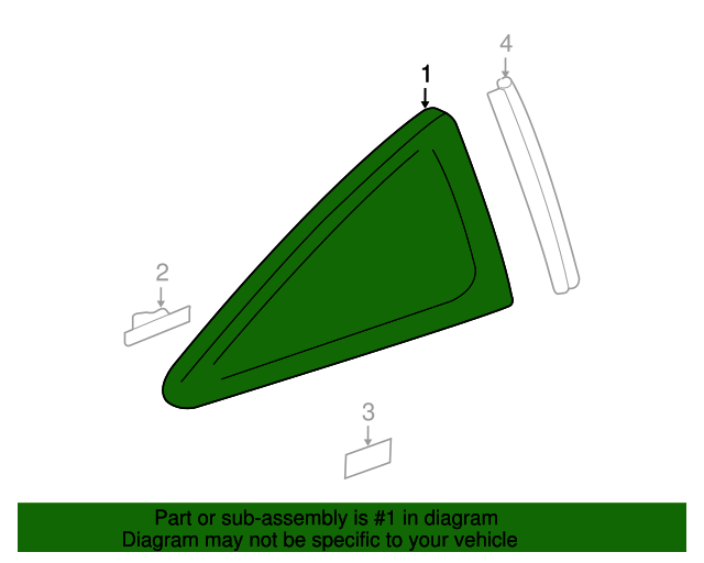73501-SVA-A01 - Glass Set, R Quarter (Green)(Magna) - 2006-2011 Honda ...