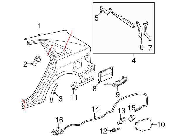 2009-2015 Toyota Venza Quarter Panel Reinforcement 61503-0T010 | Toyota ...