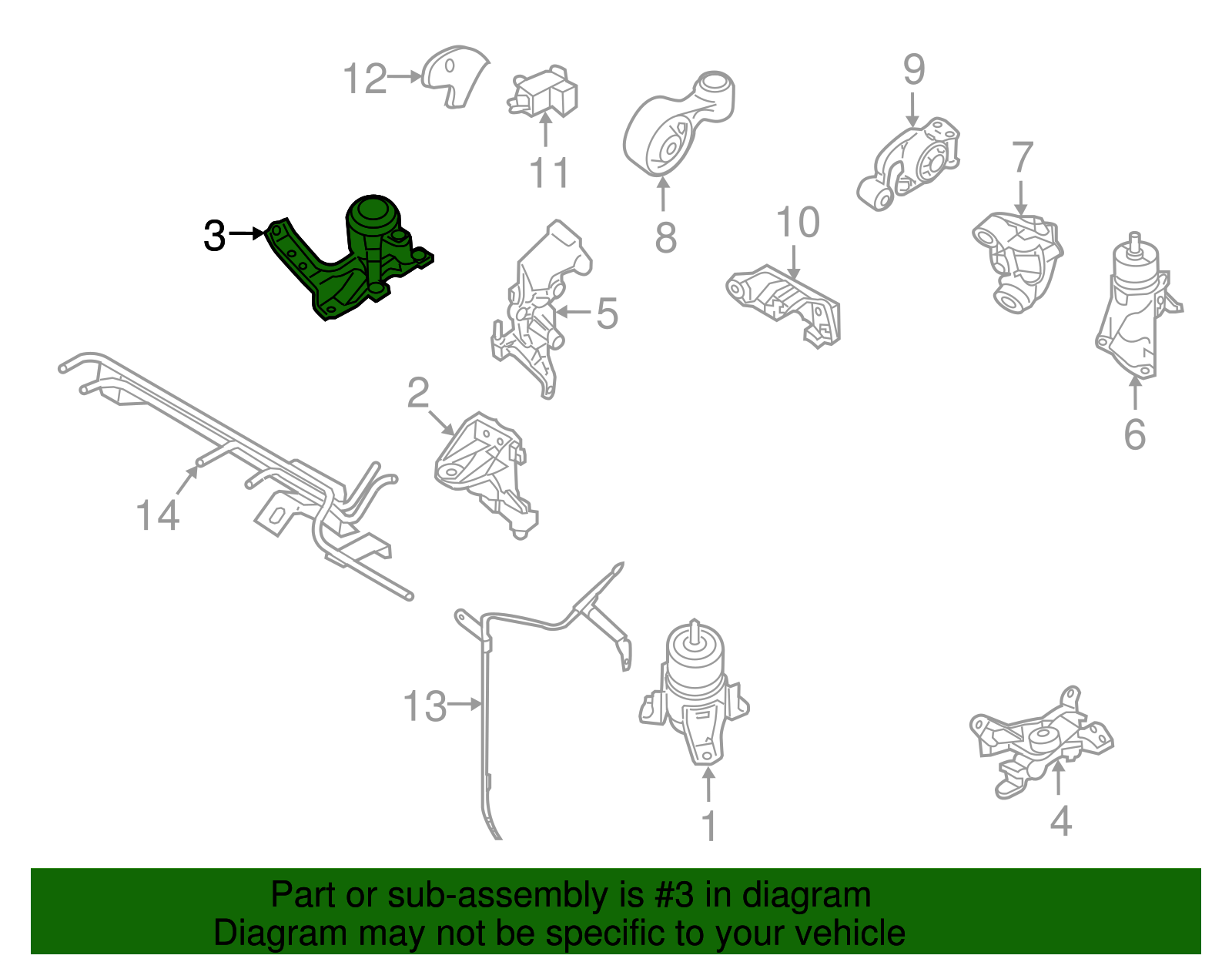 2013-2024 Nissan Side Mount 11210-3KA0A | Bill Kay Nissan Parts