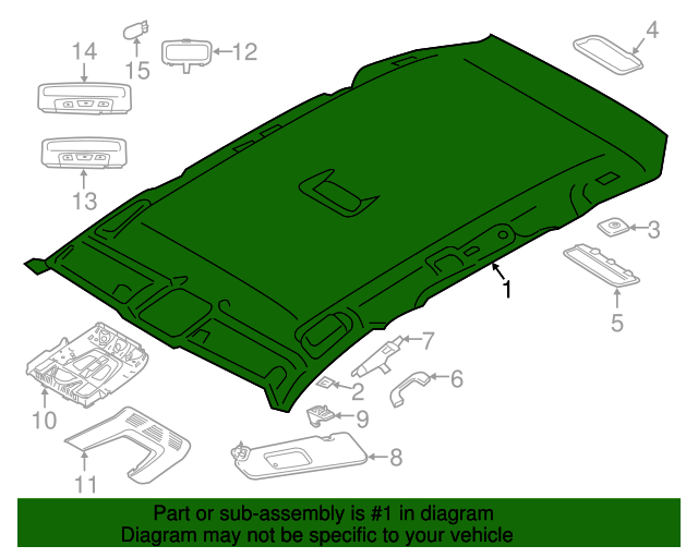 51447323059 - 2014-2019 BMW Headliner (51-44-7-323-059) | BMW of South ...