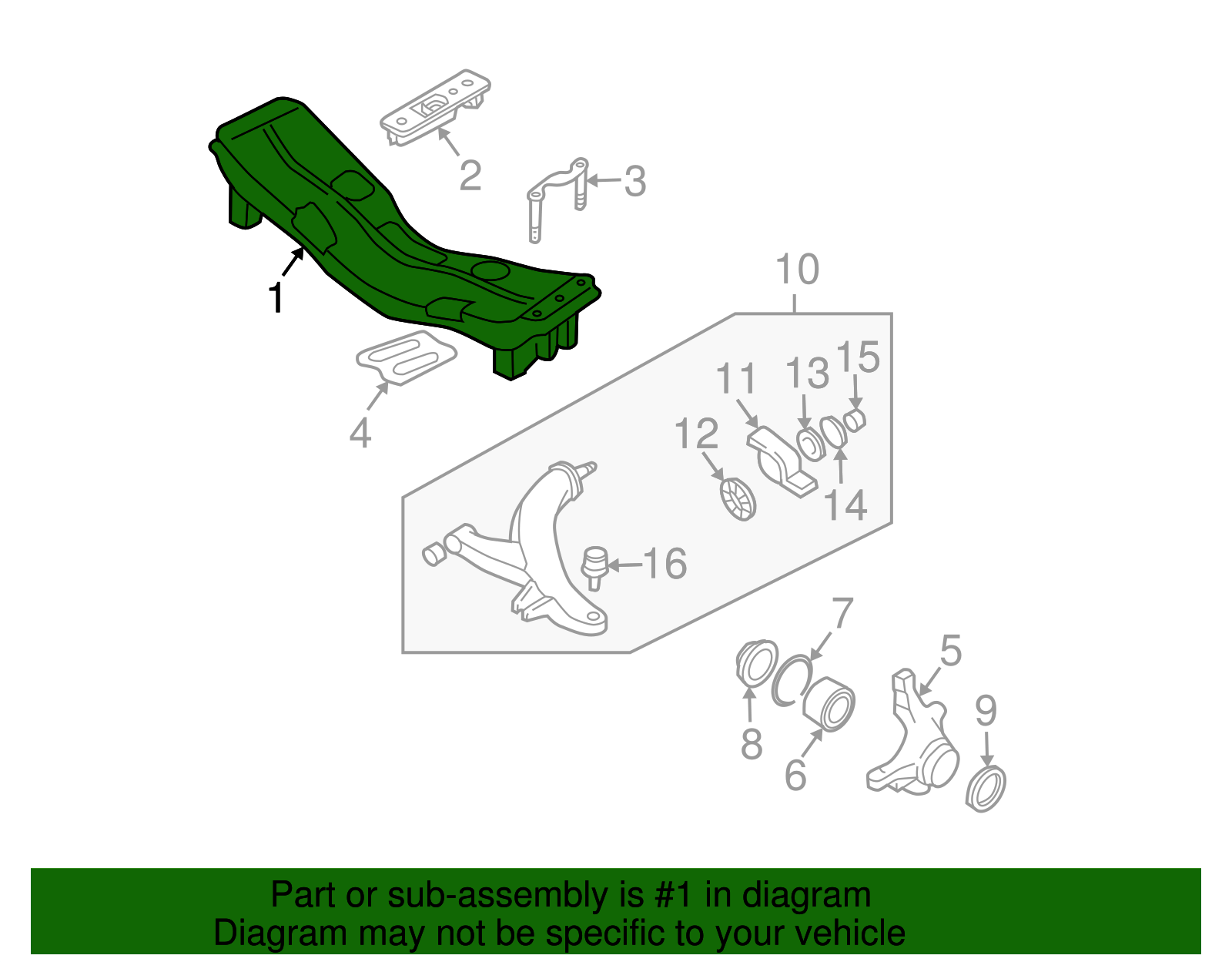 2002-2008 Subaru Suspension Sub-Frame Cross-Member 20101SA030 | Subaru ...
