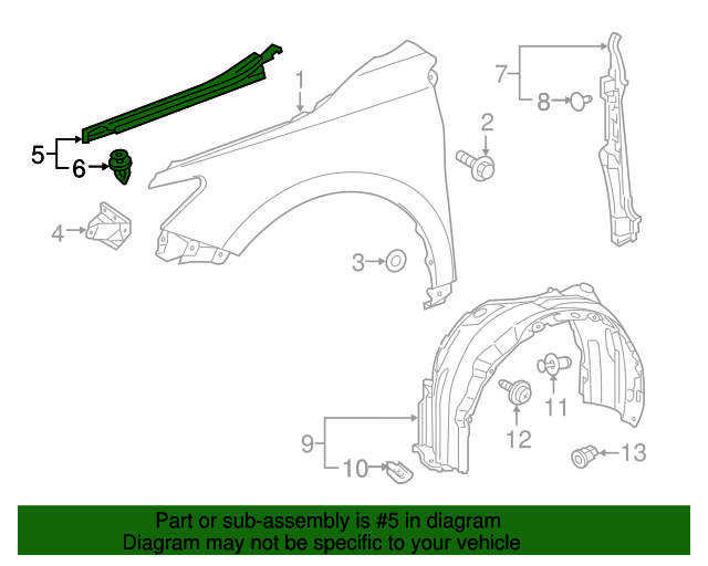 2015-2017 Toyota Camry Fender Filler Panel 53825-06130 | Toyota Parts