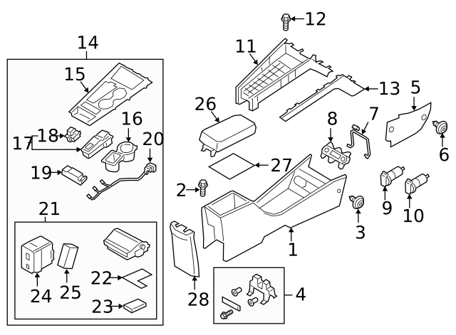 2019-2021 Hyundai Kona Electric Console Tray 84680-K4050-TRY | QuirkParts