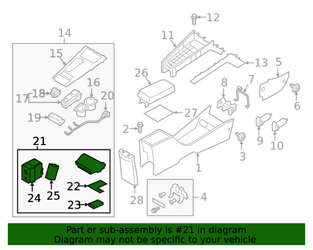 2019-2021 Hyundai Kona Electric Console Tray 84680-K4050-TRY | QuirkParts