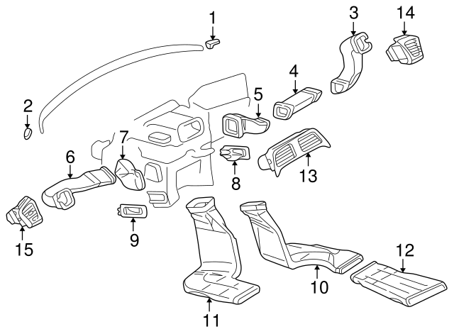208-830-02-54-8520 - Dashboard Air Vent 1998-2003 Mercedes-Benz ...