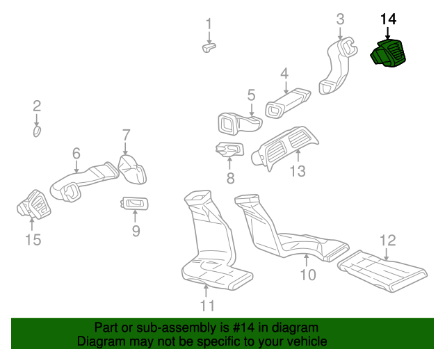 208-830-02-54-8520 - Dashboard Air Vent 1998-2003 Mercedes-Benz ...