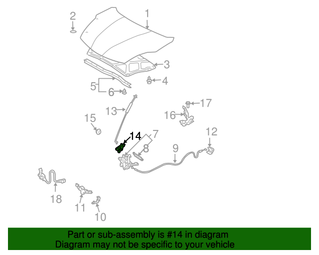 53455-08020 - Hood Prop Rod Clip - 2004-2010 Toyota Sienna | OEM ...