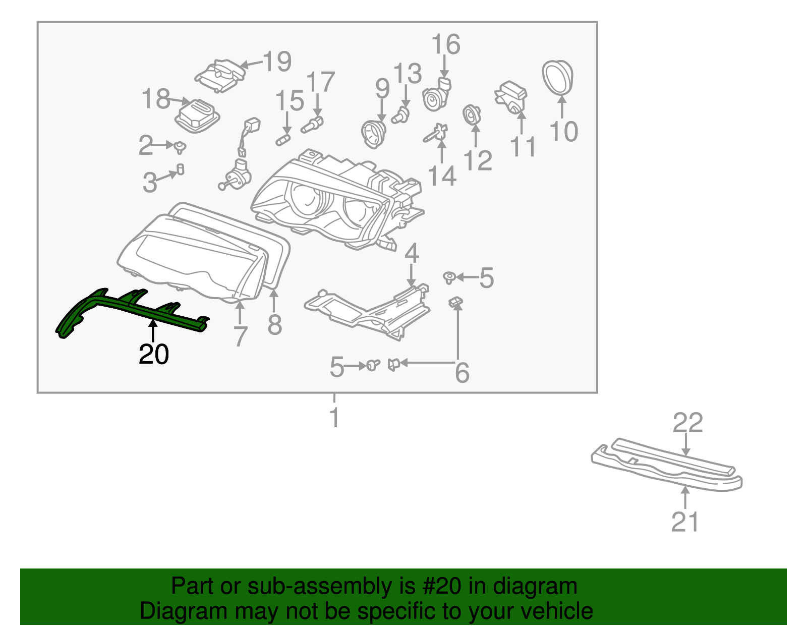63126921859 - 2002-2005 BMW Headlamp Upper Seal, left (63-12-6-921-859 ...