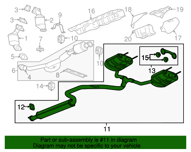 2013-2019 Cadillac XTS Exhaust Muffler 84289384 GM | GMPartsDirect.com