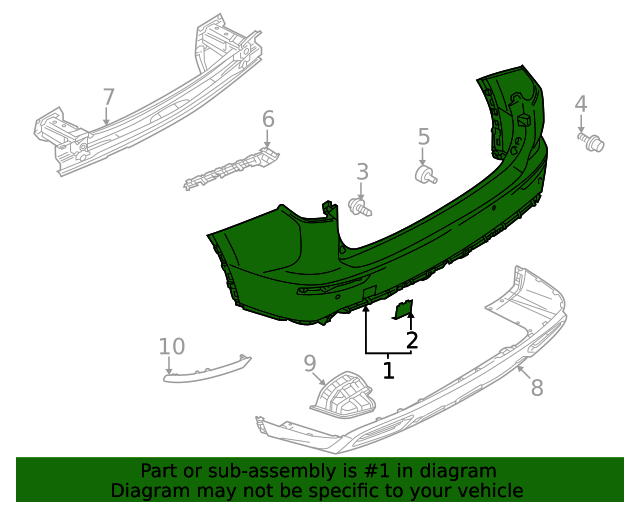 85012W050P - Face, Rear Bumper 2022-2024 Mitsubishi | Mitsubishi Direct ...