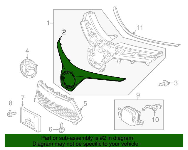 2017-2019 Toyota Corolla Upper Grille 53111-02B10-A0 | Toyota Parts Center