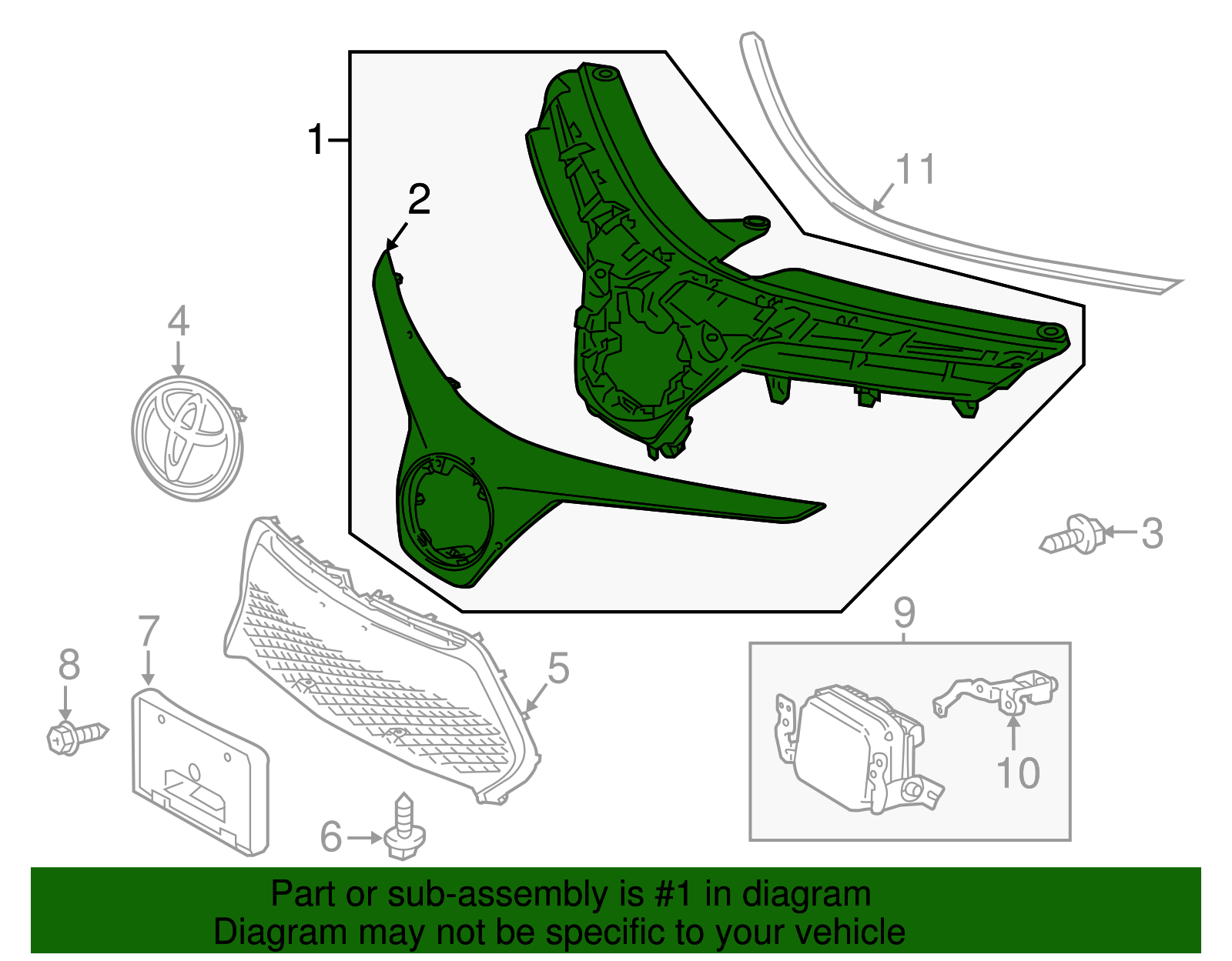 Genuine Toyota Grille Assembly part# 53105-02010-J0 for 2017-2019 ...