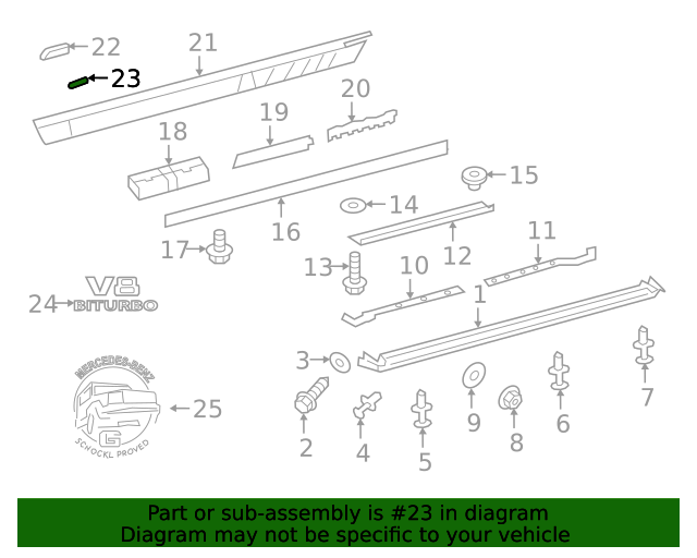 463-698-18-02 - Rocker Panel Molding Trim Insert Clip 2019-2023 ...