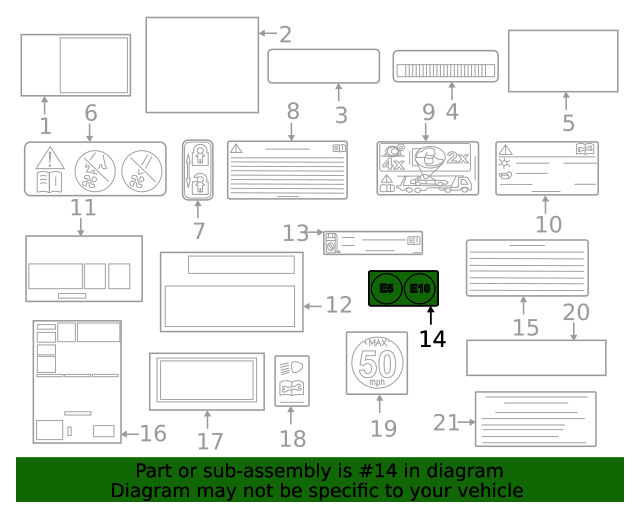 Genuine OEM Fuel Label | 000-584-09-13 | Fits Select 2020-2022 Mercedes ...