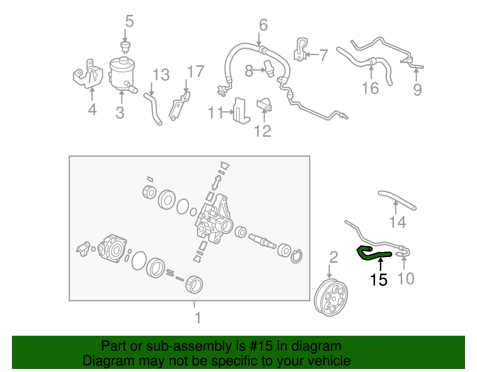 53734-SNA-A01 - Power Steering Return Hose 2006-2011 Honda Civic ...