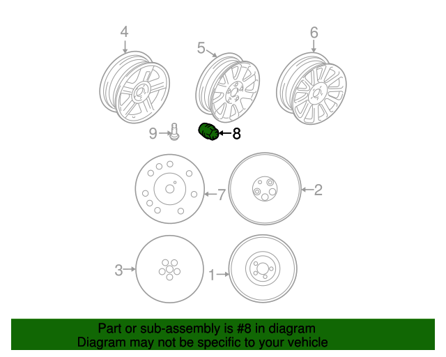2000-2006 Lincoln LS Nut Wheel 3W4Z-1012-AA | Blue Springs Ford Parts
