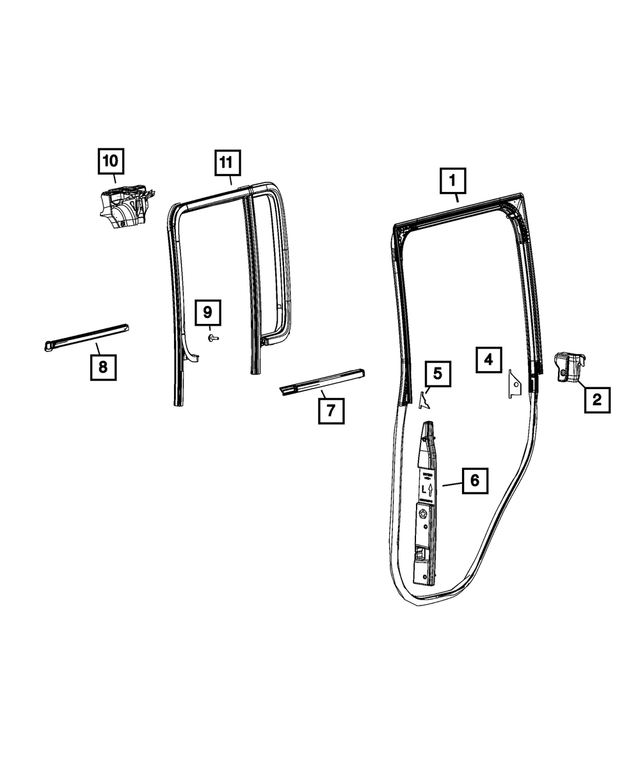 2018-2024 Jeep Door Glass Run Weatherstrip, Right 68271660AE | Mopar ...