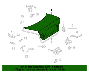 1998-2002 Mercedes-Benz Trunk Lid 208-750-02-75-28 | MB OEM Parts