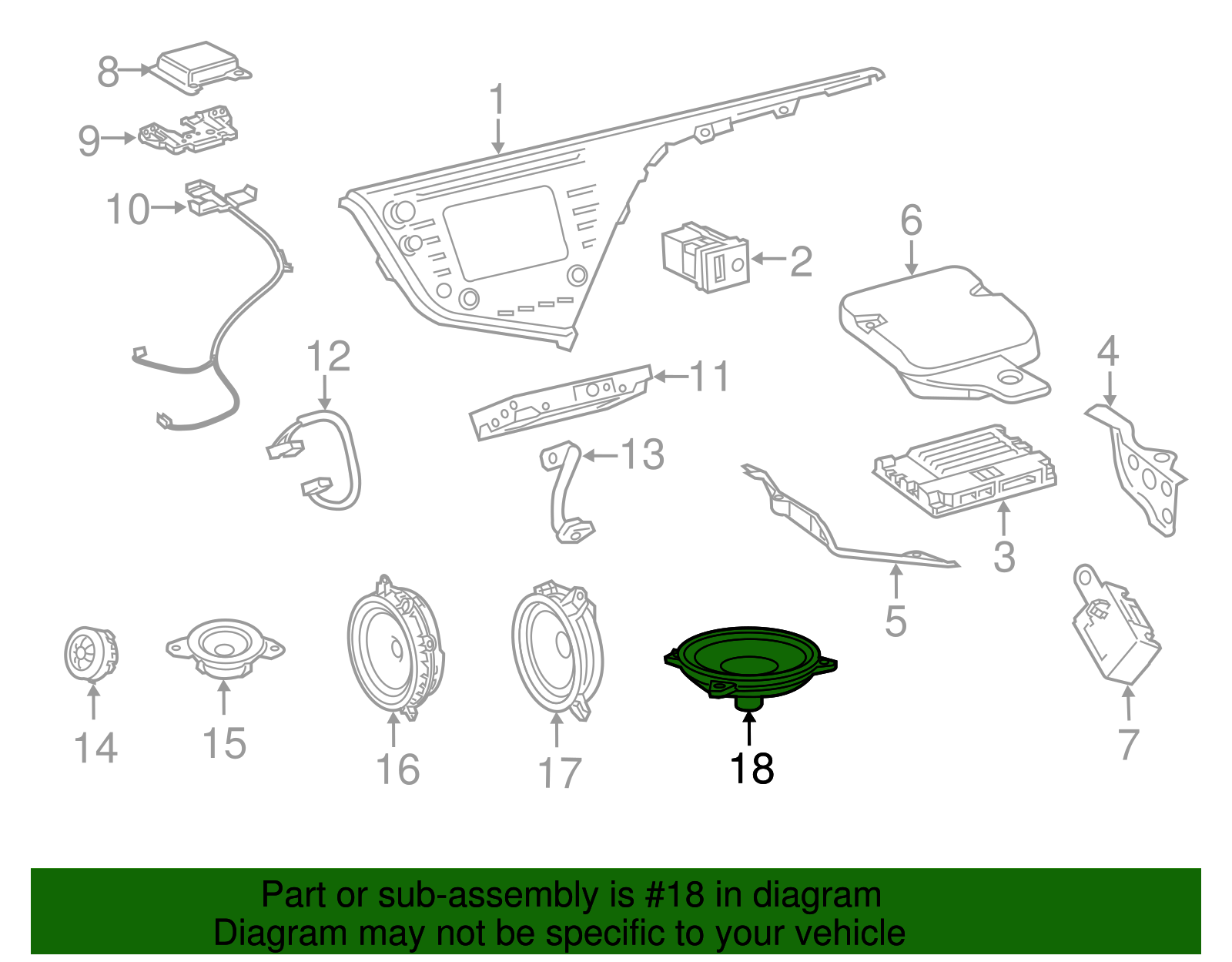 Genuine Toyota Pkg Tray Speaker part# 86150-06020 for 2018-2025 Toyota ...