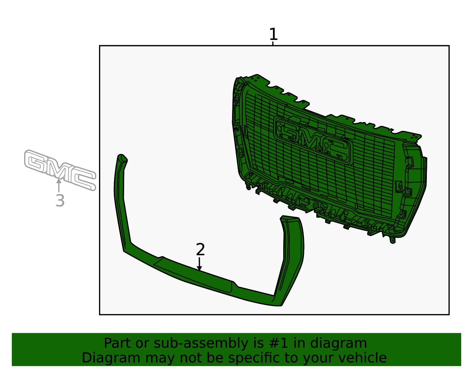 2021-2024 GMC Galvanized Silver Front Grille 84835783 | Auto Parts Express