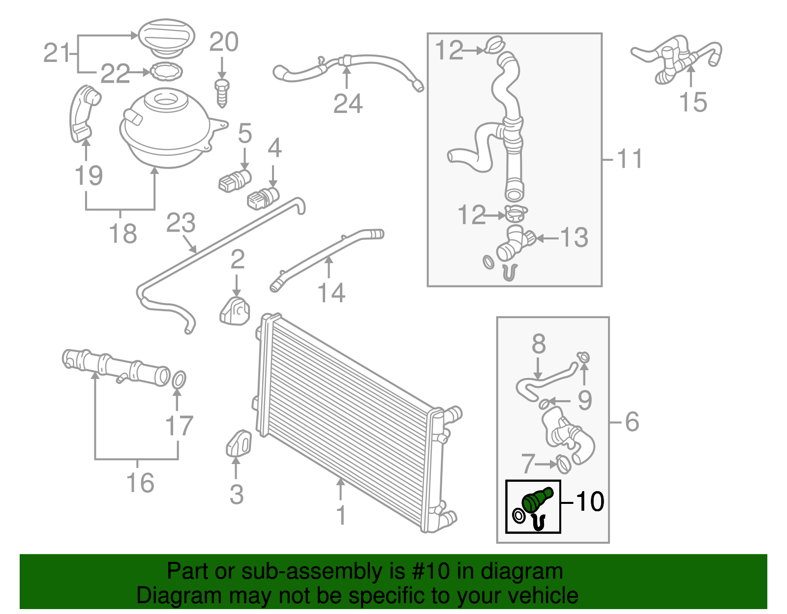 3B0-122-291-C - Upper Coupling 1999-2016 Volkswagen | Volkswagen Parts ...
