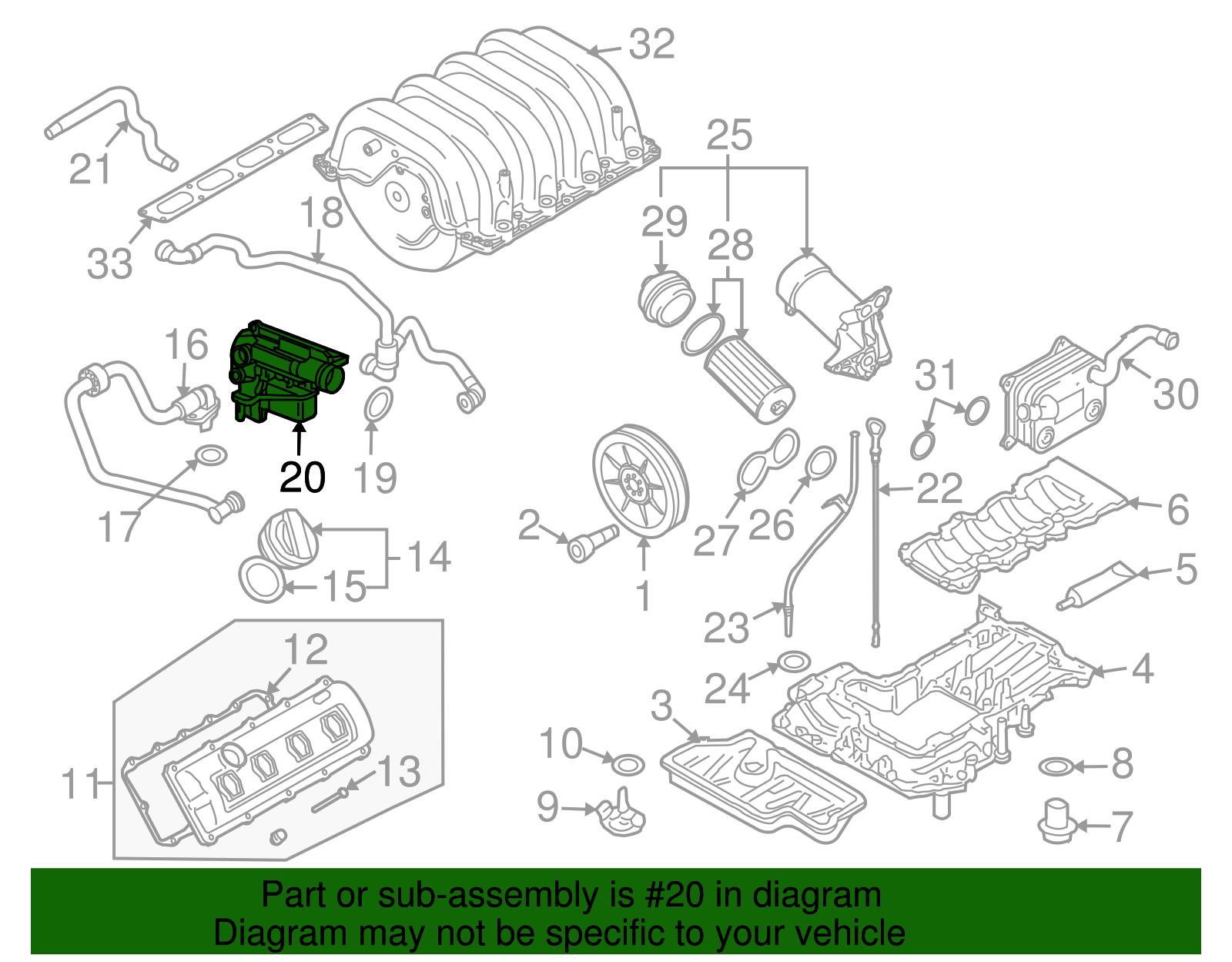 2007-2012 Audi Engine Crankcase Vent Valve 079-103-464-F | TascaParts.com