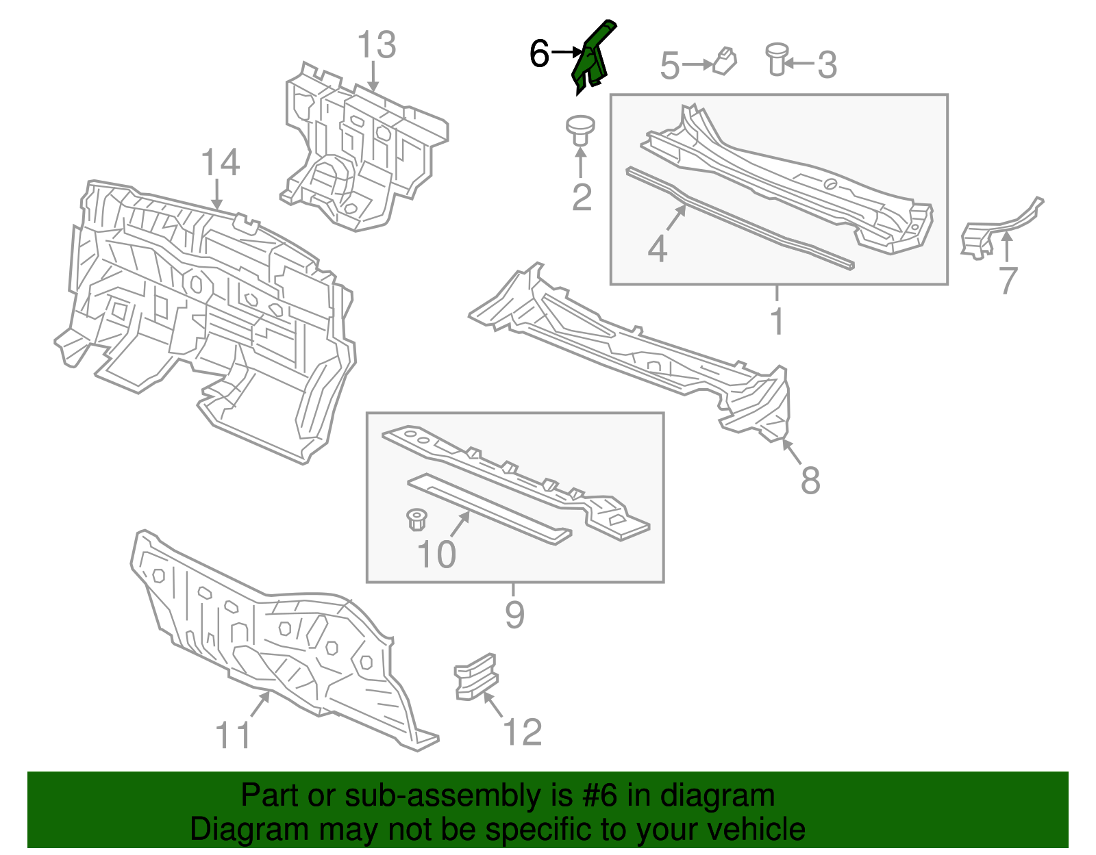 74211-T0A-A00 - 2012-2016 Honda CR-V - Cowl Top Front (Passenger Side ...
