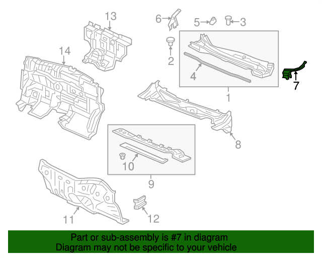 74221-T0A-A00 - Cowl Top Front (Driver Side) - 2012-2016 Honda CR-V ...