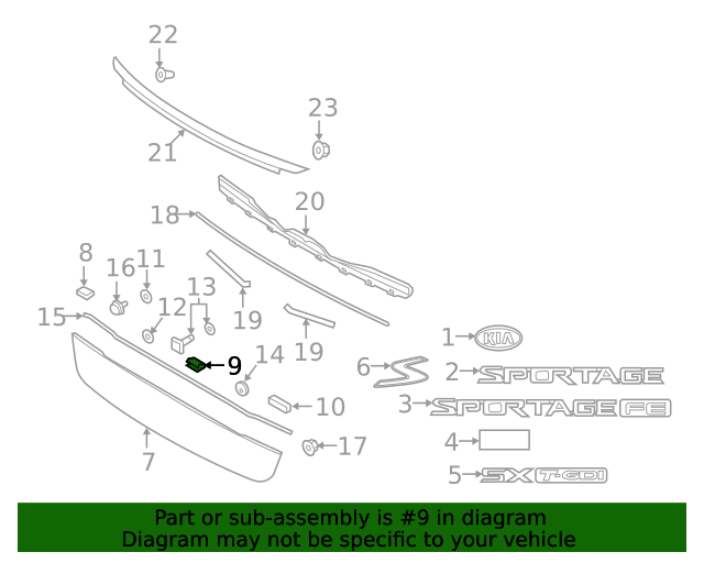 87377-D9000 - Tail Gate Trim Pad 2017-2022 Kia Sportage | Kia.Parts Store