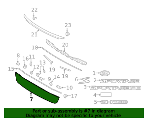 87371-D9030 - Tail Gate Trim 2017-2022 Kia Sportage | Kia.Parts Store