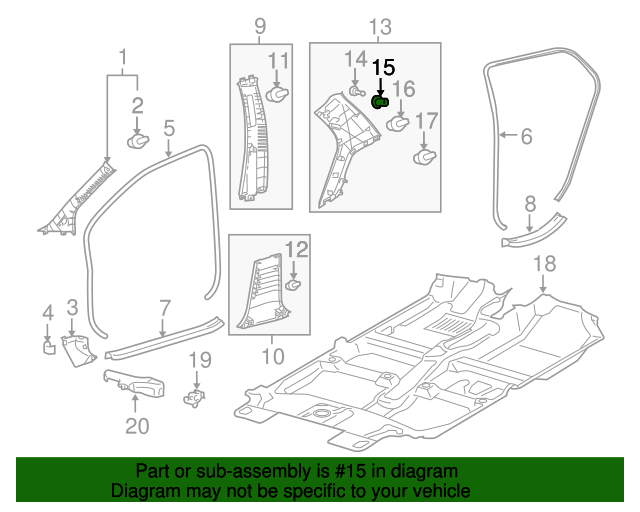 2008-2014 Toyota Sail Panel Trim Clip 90950-08006 | Toyota Parts Center