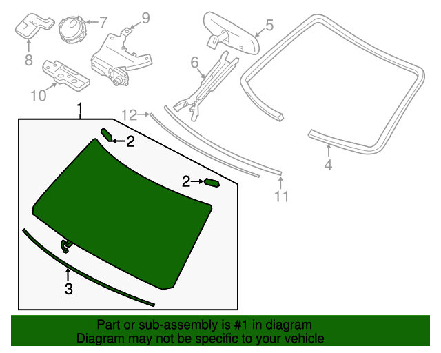 2017 Nissan Armada Windshield G2700-1V81A | Parts for Nissans