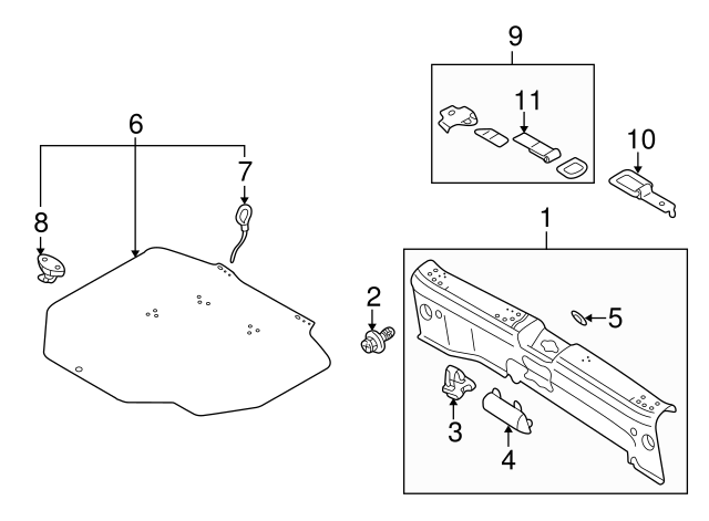 2002-2003 Mazda Protege5 Spare Tire Panel Retainer M020-68-839 | QuirkParts