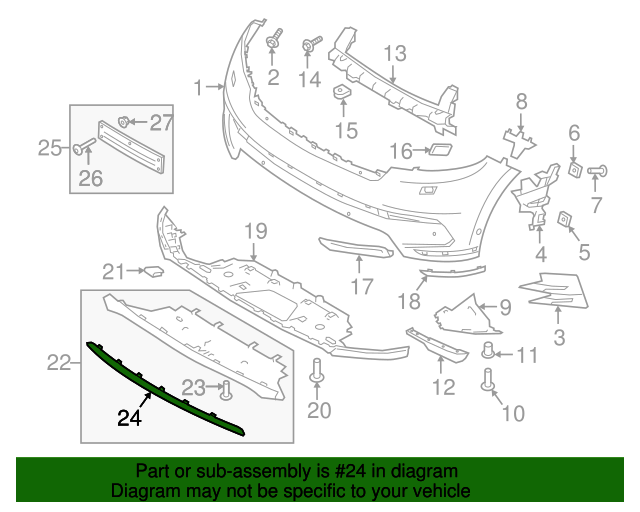LR095018 - Bumper Trim 2018-2023 Land Rover Range Rover Velar ...