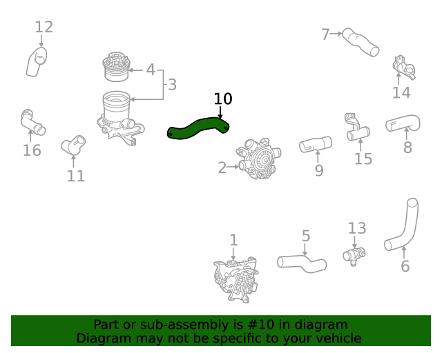 2021-2022 Toyota Mirai Coolant Hose 1657C-77010 | Toyota Parts Center