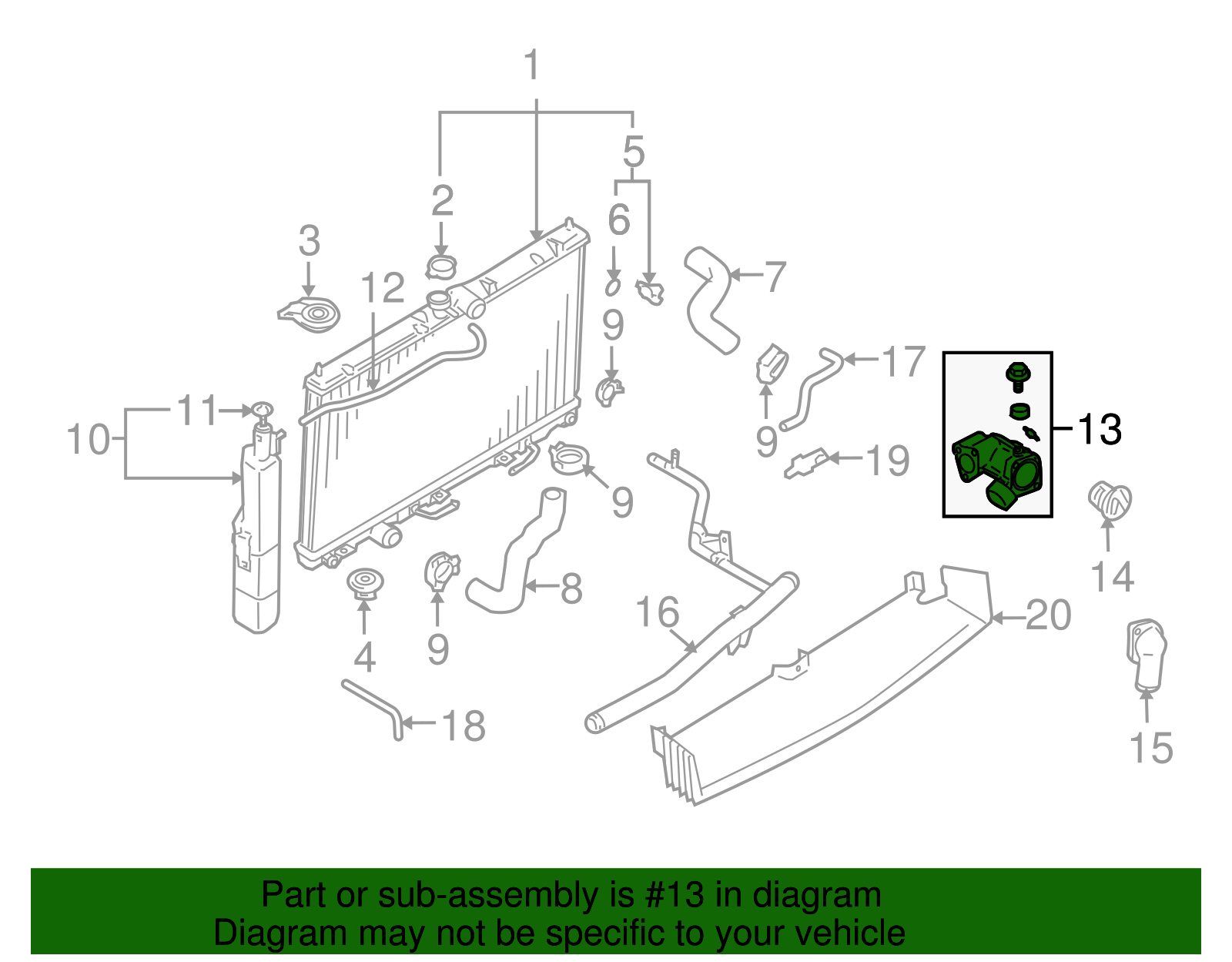 MD355727 - Thermostat Housing 2003 Mitsubishi Outlander | Mitsubishi ...