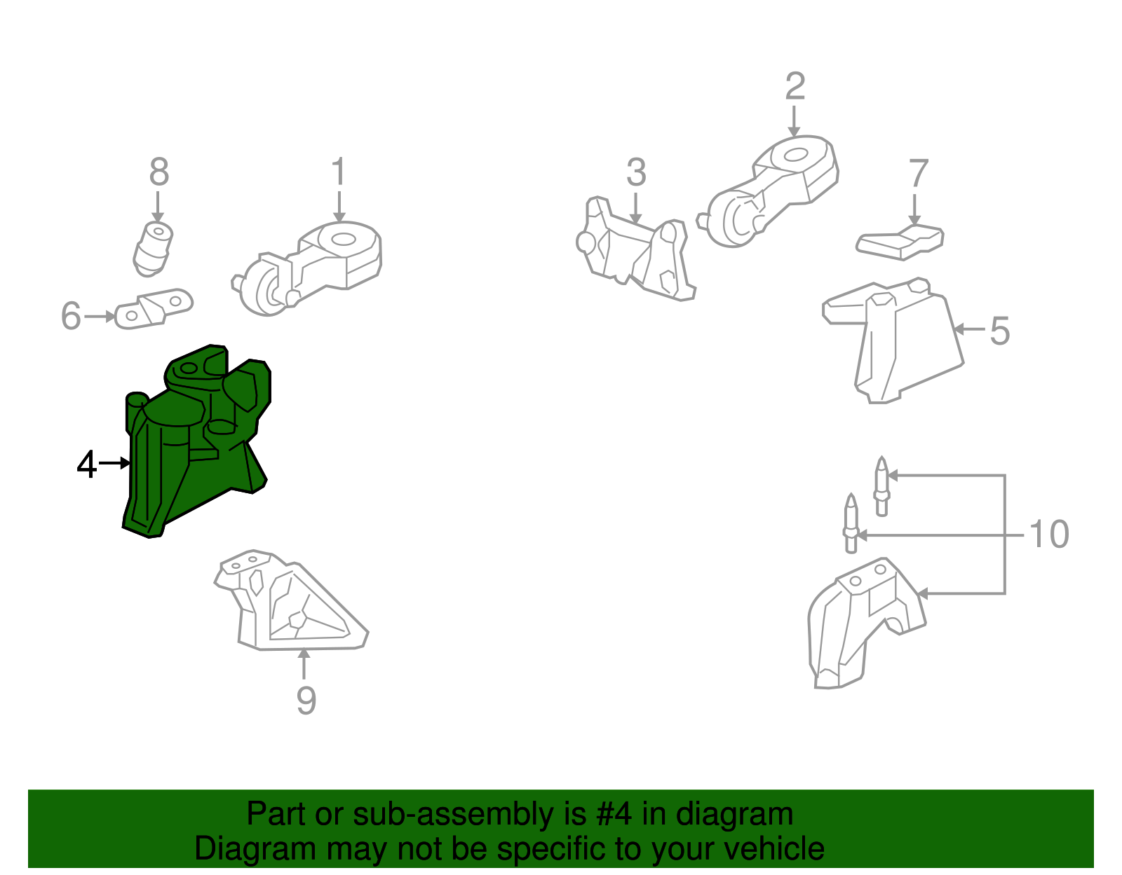 50820-SXS-A01 - 2007-2011 Honda CR-V - Rubber Assembly Engine Side ...