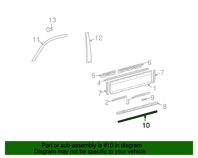 2008-2009 Lexus GX470 Lower Molding 75736-60010-G1 | Genuine Lexus Parts