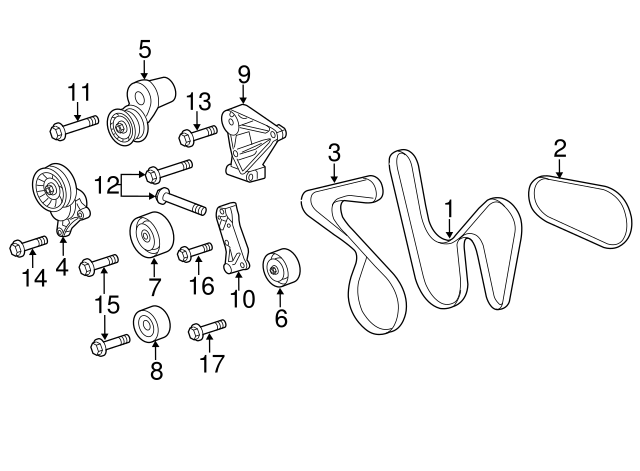 2009-2015 Cadillac CTS V-Ribbed Serpentine Belt 12628027 ...