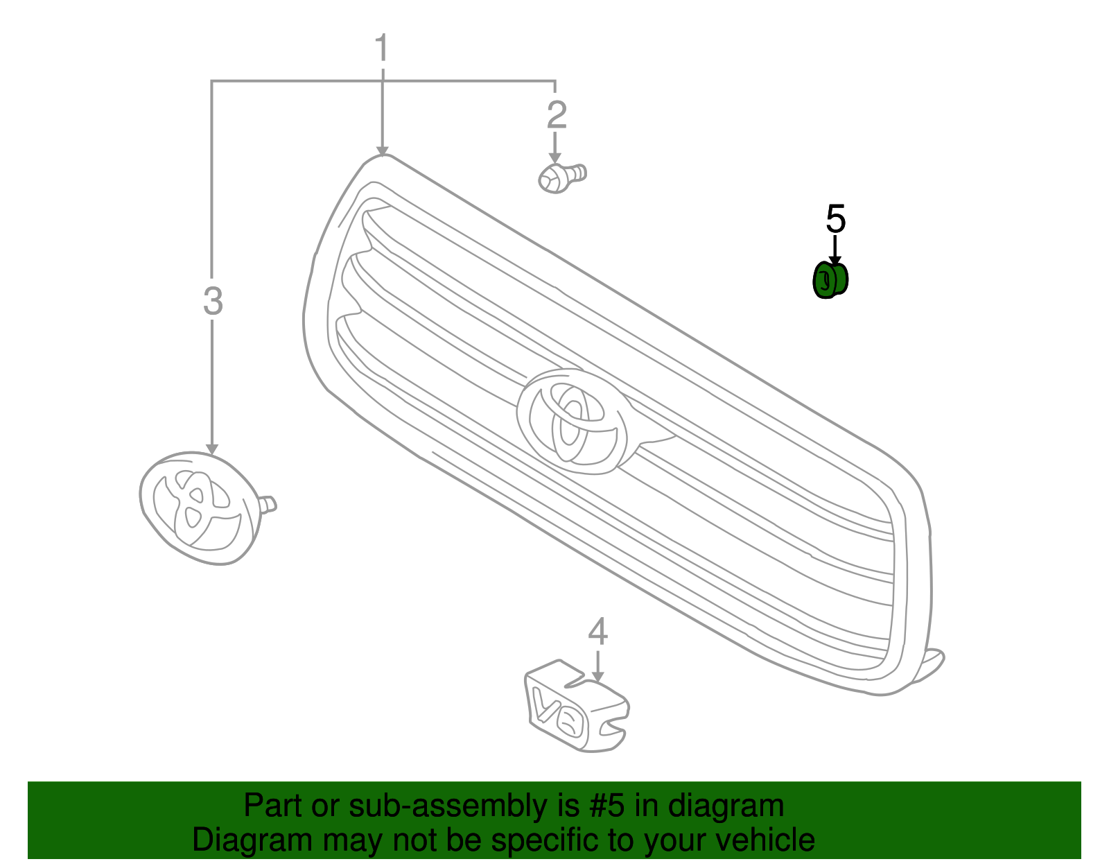 Genuine Toyota Grille Pipe part# 53129-50010 for 2000-2007 Toyota ...