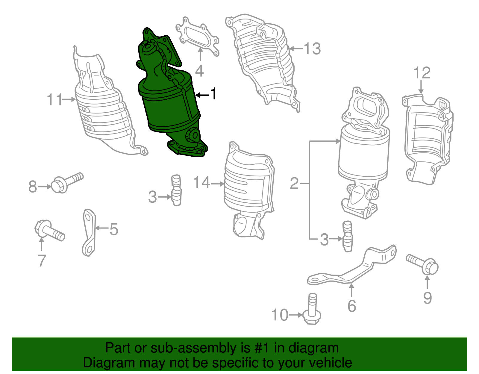 18190-RV0-A10 - 2014-2017 Honda Odyssey - Converter Front Primary ...