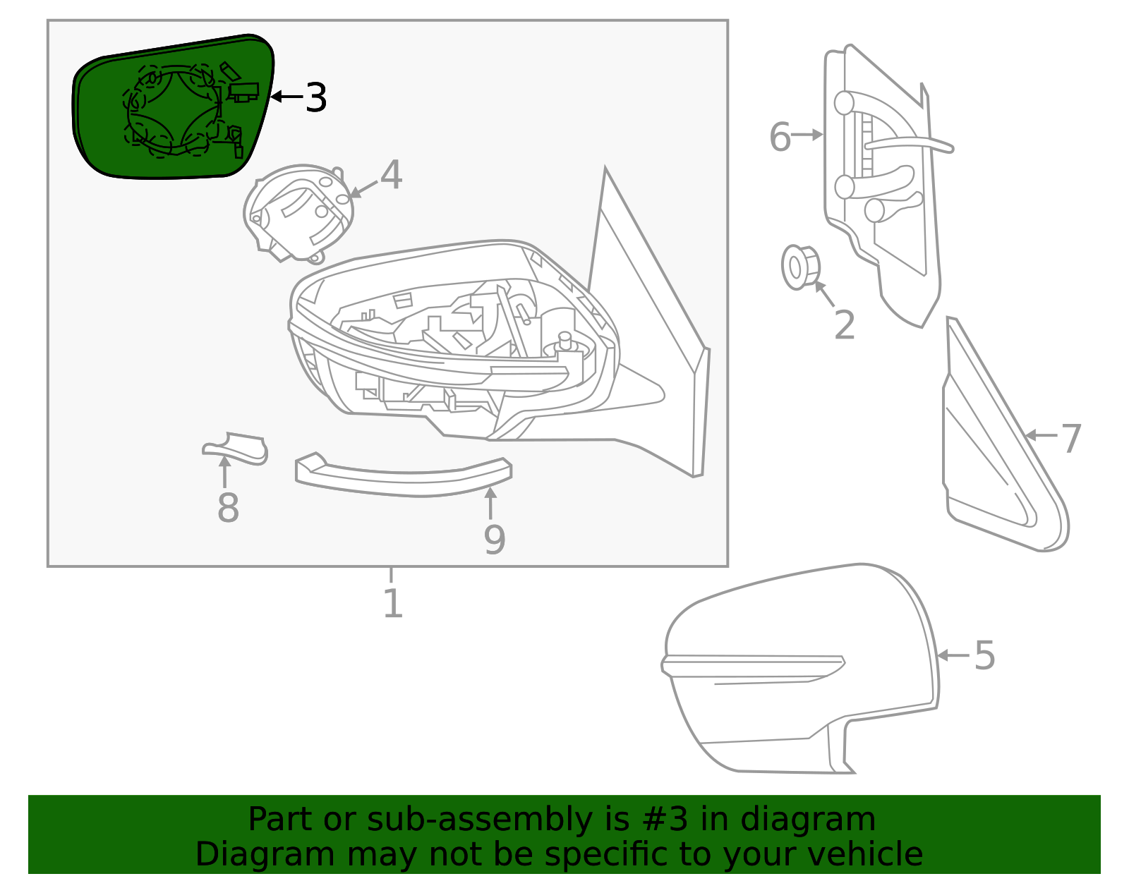 96365-4BA0A - Mirror Glass 2014-2025 Nissan | Nissan Parts ...