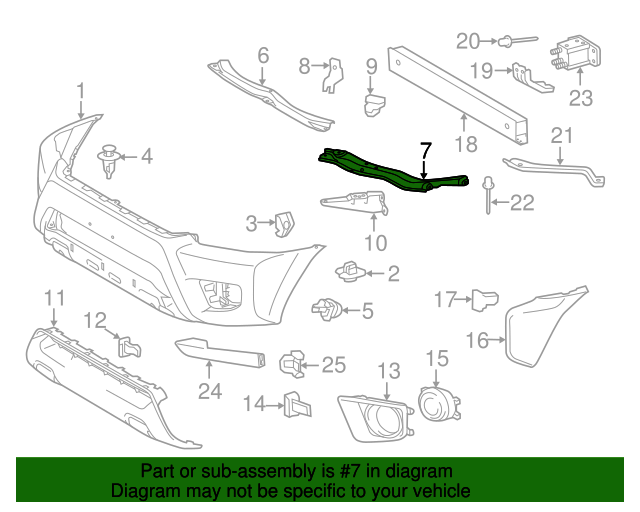 52125-04020 - Bumper Cover Support Rail (Right, Front) - 2012-2015 ...