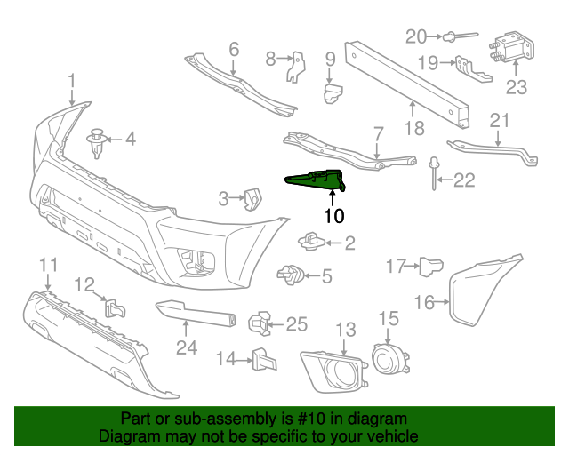 53274-04030 - Bumper Cover Bracket (Left, Front) - 2012-2015 Toyota ...