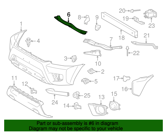 52521-04050 - Bumper Cover Support Rail (Front, Upper) - 2012-2015 ...
