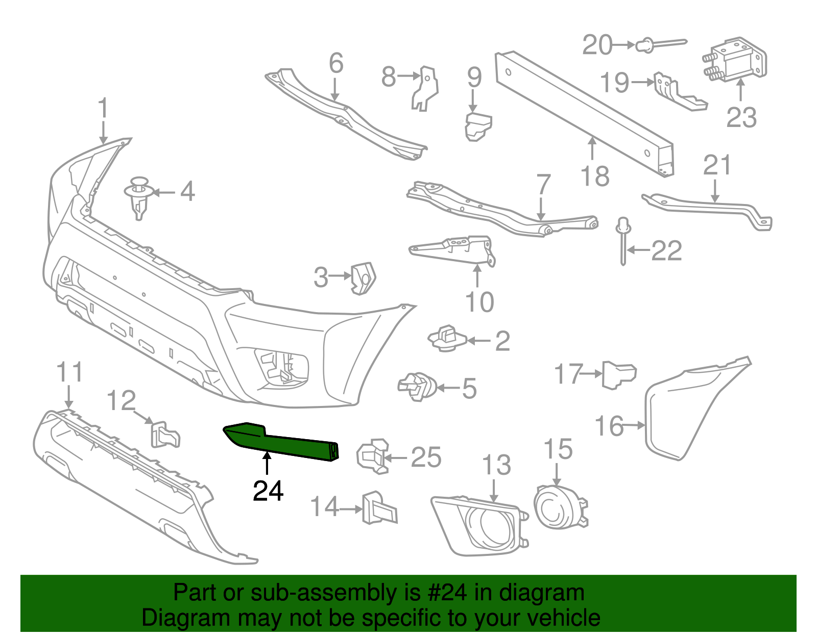2012-2015 Toyota Tacoma Bumper Cover Spacer Panel (Right, Front) 52502 ...