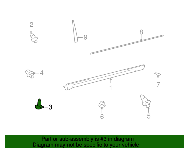 2001-2008 Toyota Rocker Molding Clip 90467-07168-C1 | Toyota Parts Center